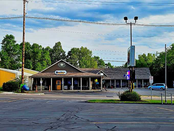 The unassuming exterior of The Blue Berry Caf&eacute; stands like a beacon of breakfast hope in Bellbrook, promising comfort food that'll make your taste buds stand at attention.