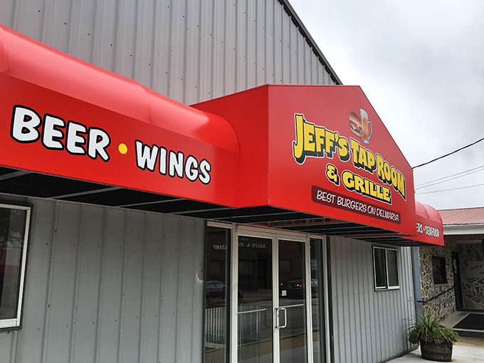 The bold red awning announces what locals already know &ndash; Jeff's isn't trying to win architectural awards, it's too busy serving some of Delaware's most satisfying comfort food.