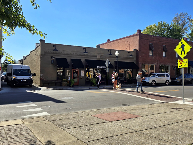 Nestled on Franklin's historic main street, Puckett's unassuming brick exterior beckons like a Southern grandmother ready to feed you until your buttons pop.