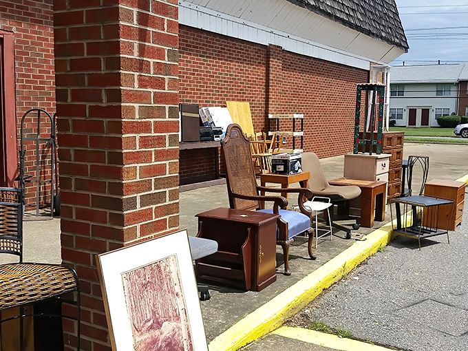 Outside treasures beckon before you even step inside. That wooden chair might have stories to tell that would make your grandmother blush.