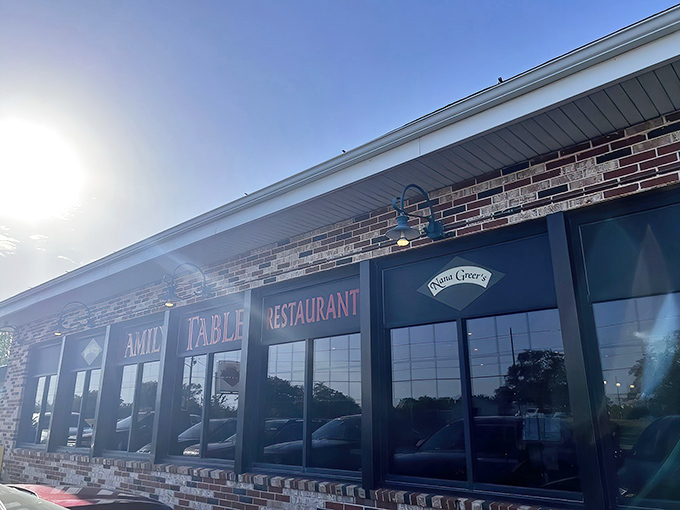 The unassuming brick exterior of Family Table hides culinary treasures within, like finding a Michelin star behind a humble facade.