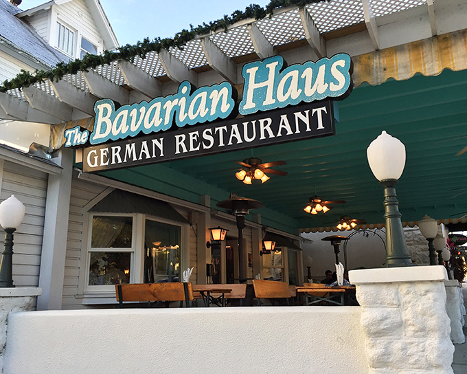 That green awning and white lattice work signal your arrival at a little piece of Bavaria in downtown Mount Dora.
