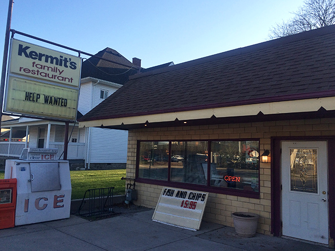 The unassuming yellow brick exterior of Kermit's Family Restaurant stands as a beacon to breakfast lovers. No fancy frills, just the promise of honest cooking inside.