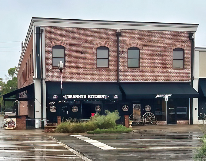 The brick facade of Granny's Kitchen stands proudly in downtown Stillwater, a beacon of breakfast hope for hungry Oklahomans.