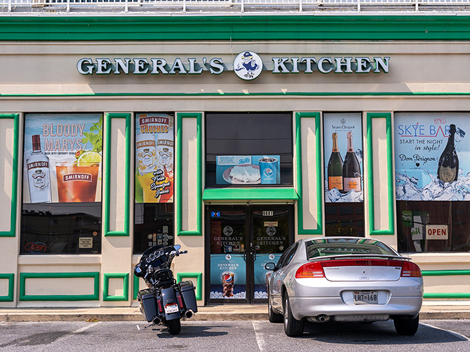 The iconic green-trimmed fa&ccedil;ade of General's Kitchen stands as a beacon of breakfast hope on Ocean City's busy Coastal Highway.