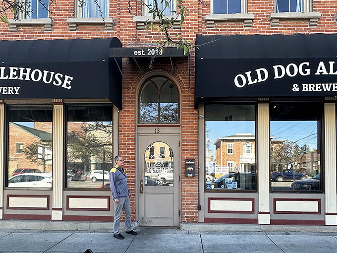 Where history meets hops – the welcoming entrance to Old Dog promises craft beer adventures and culinary delights.