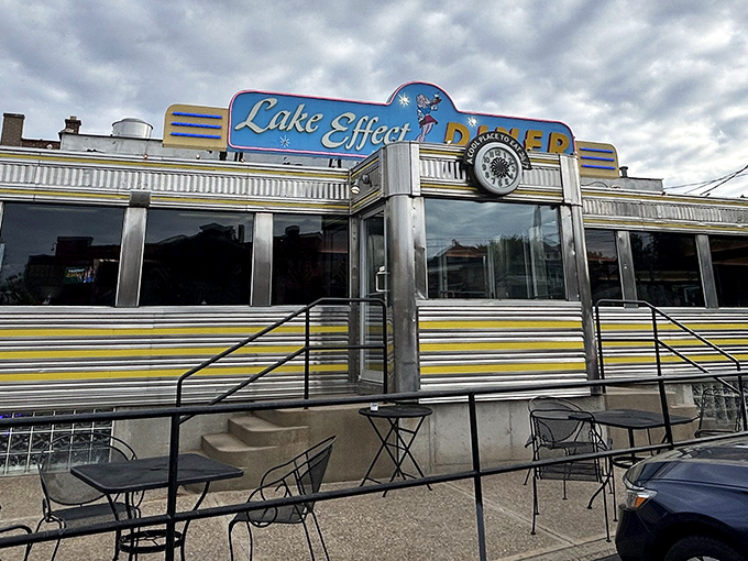 The gleaming stainless steel exterior of Lake Effect Diner shines like a beacon of hope for the breakfast-deprived. Classic Americana at its finest.