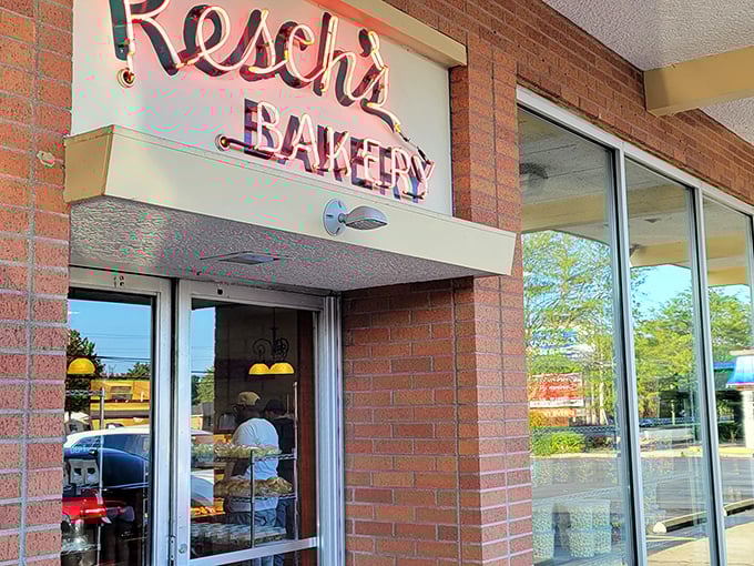 The famous neon sign welcoming you to Resch's Bakery in Gahanna, Ohio! Stop in for a sweet treat.