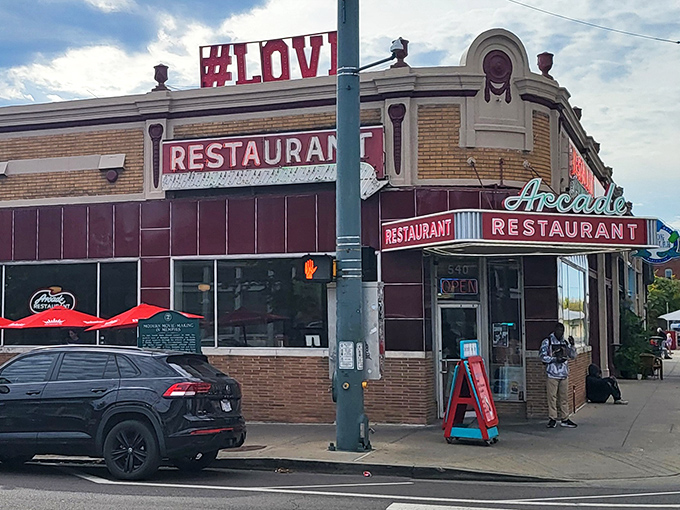 That iconic corner entrance with its vintage neon signage isn't just inviting you to eat&mdash;it's inviting you to time travel through Memphis history.