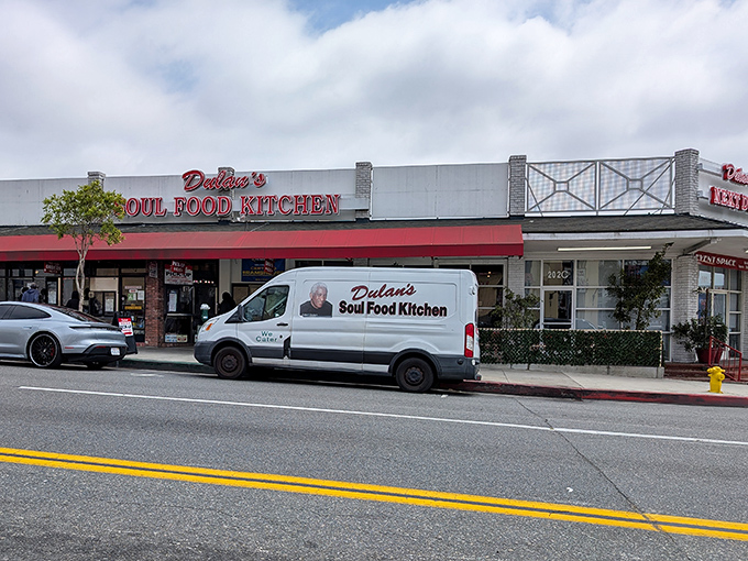 The iconic red-lettered sign of Dulan's Soul Food Kitchen beckons hungry souls to this Inglewood institution like a lighthouse for comfort food seekers.