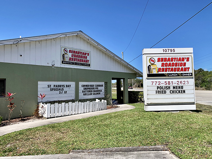A classic roadside sign that promises Polish specialties and fried chicken &ndash; the culinary equivalent of finding a handwritten note from your grandmother.