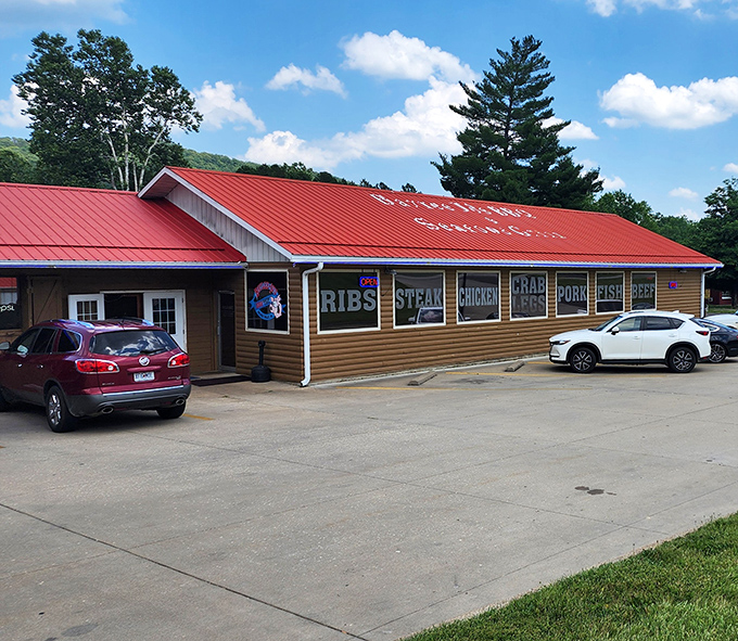 The bright red roof of Baylee Jo's stands out like a beacon for hungry travelers &ndash; a rustic BBQ sanctuary nestled in the Arcadia Valley hills.