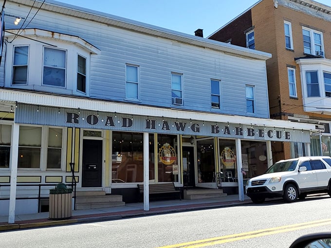 The unassuming storefront of Road Hawg Barbecue in Dillsburg might not stop traffic, but the aroma wafting from inside certainly will.