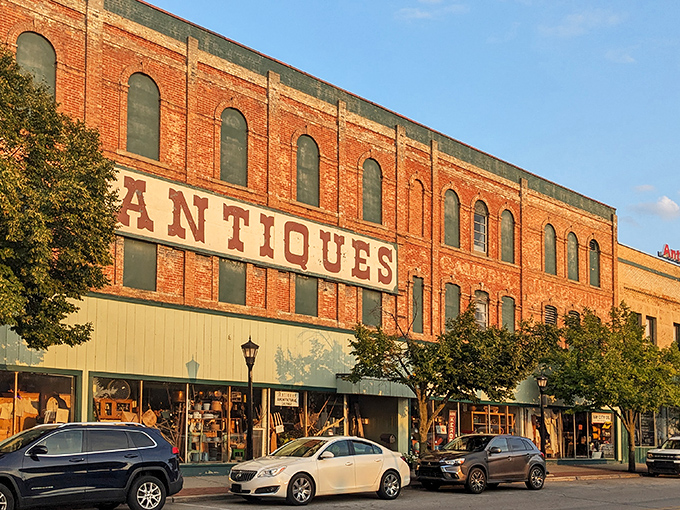 The historic brick facade of Bay Antique Center stands proudly in downtown Bay City, a siren call to treasure hunters and nostalgia seekers alike.