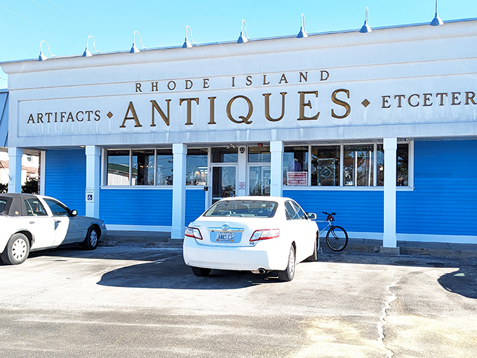 That vibrant blue exterior isn't just cheerful&mdash;it's a beacon calling treasure hunters from every corner of Rhode Island.