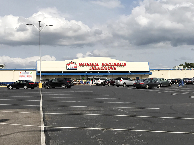 That packed parking lot tells you everything you need to know about what's waiting inside this discount paradise.