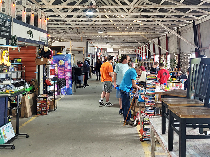 One of Waldo's main covered corridors, where treasure hunters navigate a wonderland of possibilities. Like a mall, but with better stories and zero muzak.