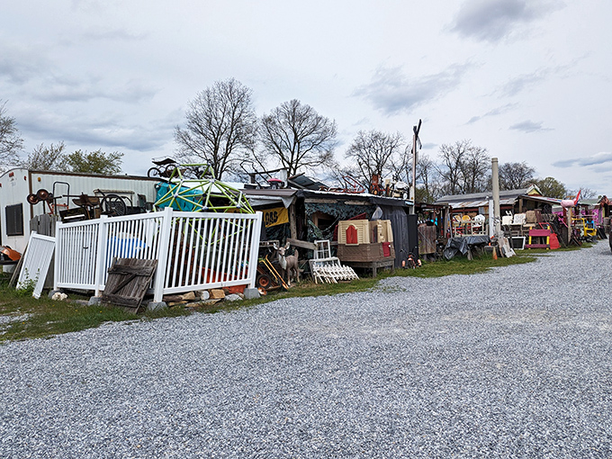 Treasure hunter's paradise! Vendor stalls stretch along gravel paths, where yesterday's discards await transformation into tomorrow's conversation pieces.