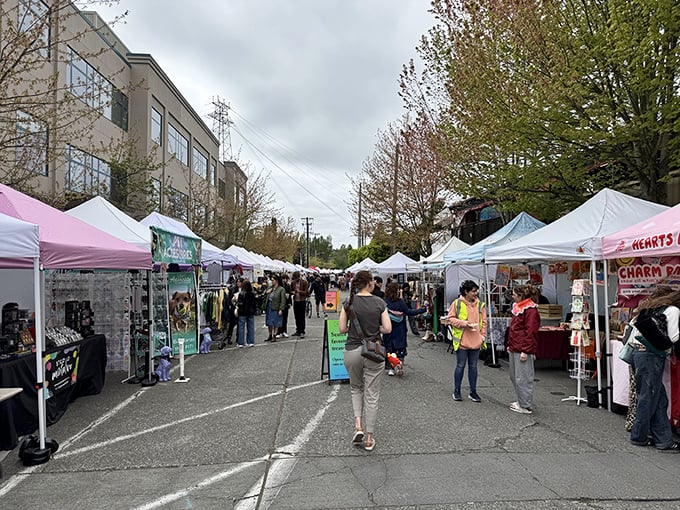 White tents line the streets of Fremont, where treasure hunters navigate this Sunday ritual with the determination of archaeologists on a dig.