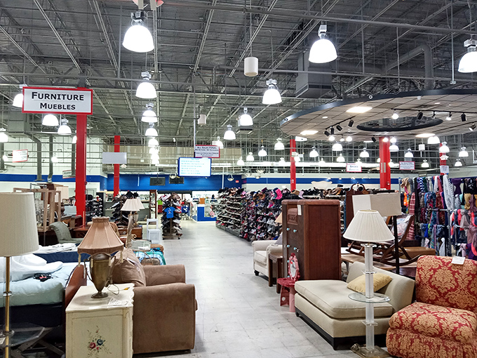 GoodLife's furniture section: where sofas gather to gossip about their previous lives while waiting for new homes.