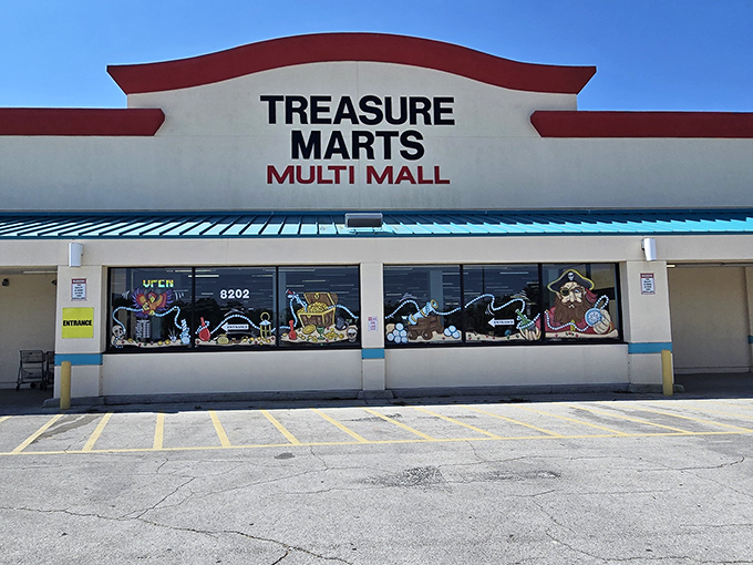 The unassuming exterior of Treasure Marts belies the wonderland of discoveries waiting inside, like a portal to another dimension of shopping.
