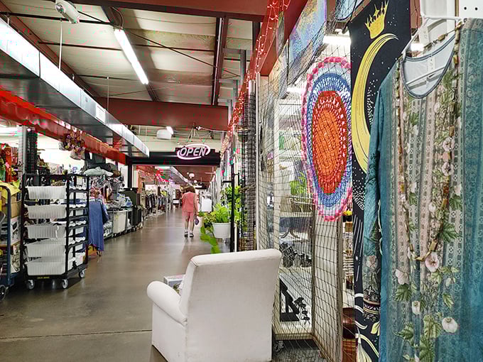 Wide aisles and colorful displays beckon shoppers into a treasure hunter's paradise where one person's castoff becomes another's prized possession.