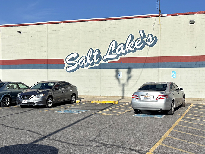 The unassuming exterior of Salt Lake's Indoor Swap Meet proves once again that the best treasures often hide behind the plainest facades.