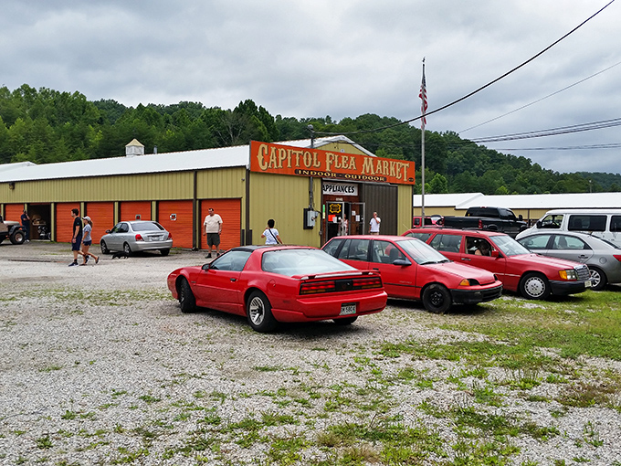 The unassuming exterior of Capitol Flea Market beckons with its bright orange sign&mdash;a treasure cave disguised as a simple metal building in the West Virginia hills.