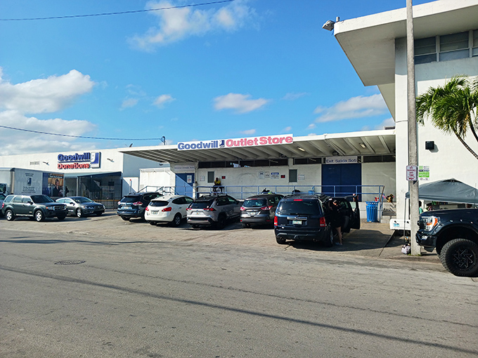 The unassuming exterior of Miami's Goodwill Outlet beckons bargain hunters like a siren call to treasure-seeking sailors.