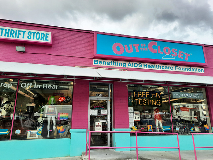 A pop of pink in Ansley! Finding amazing deals and supporting AIDS Healthcare Foundation at this awesome thrift store.