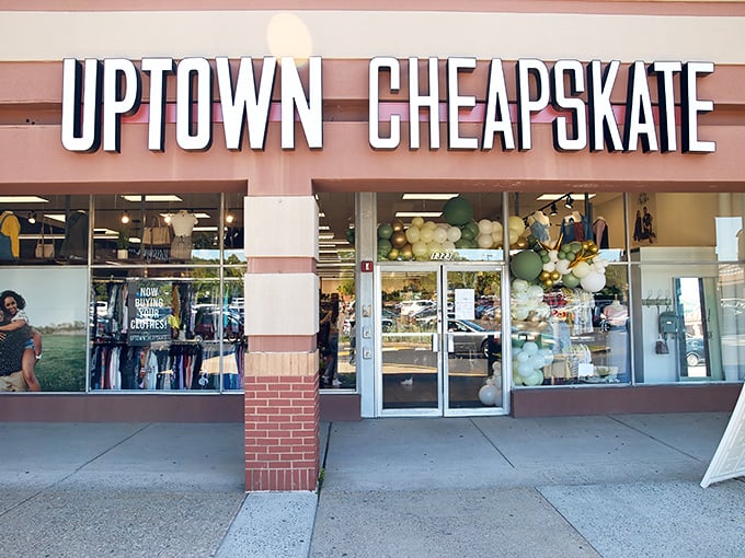 The storefront beckons like a fashion oasis in the suburban landscape, promising treasures within that won't require a second mortgage.