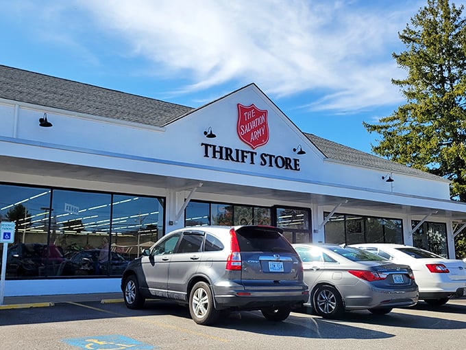 Blue skies and budget-friendly finds await as shoppers flock to this pristine thrift store paradise.
