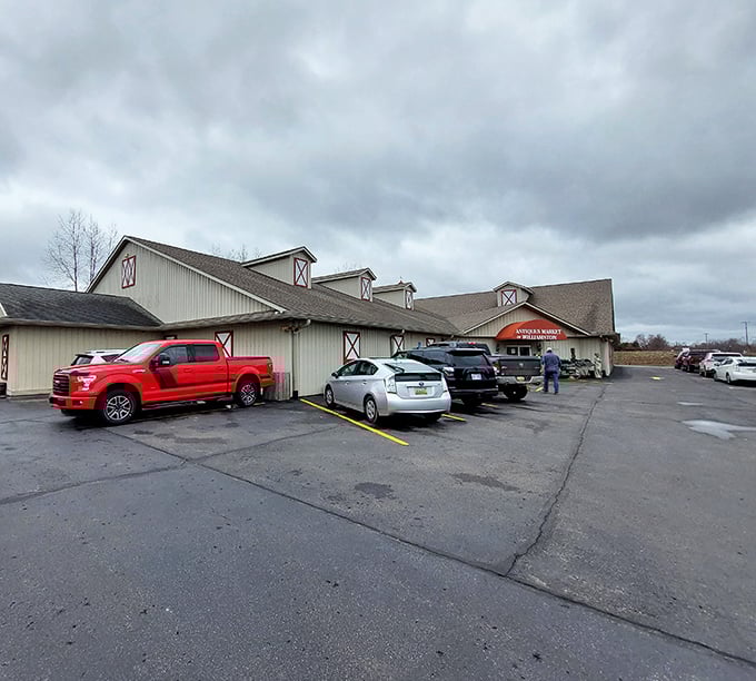 The barn-like exterior with its distinctive red trim might fool you into thinking it's just another country store. Spoiler alert: it's a treasure hunter's paradise.