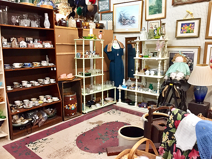 Like a museum where everything's for sale, this display corner offers a glimpse into grandma's china cabinet &ndash; minus the "don't touch" warnings we all ignored as kids.