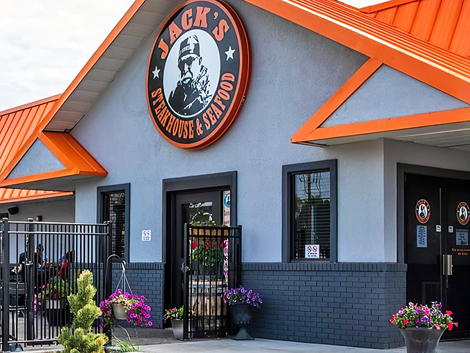 That iconic orange roof and welcoming entrance say it all – Jack's isn't just a restaurant, it's a Bismarck landmark waiting to be discovered.