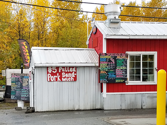 Fall's golden backdrop frames this BBQ joint perfectly &ndash; nature's way of highlighting where the good stuff happens.