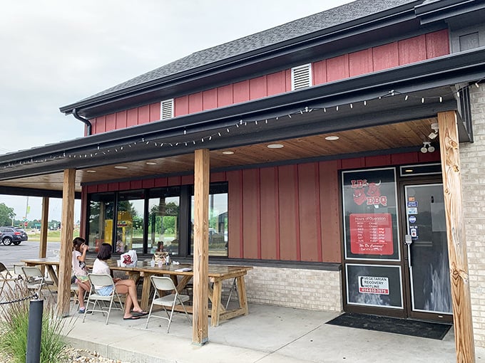 Live music and motorcycles outside LD's&mdash;because great barbecue deserves its own soundtrack and a proper entrance vehicle.
