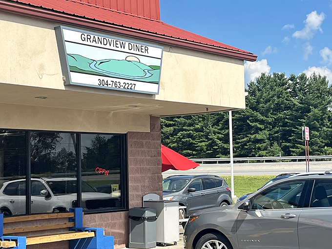 The unassuming exterior of Grandview Diner proves once again that culinary treasures often hide behind modest facades. That red roof has sheltered countless satisfied diners.