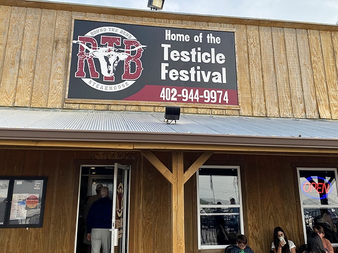 The unassuming wooden exterior of Round the Bend Steakhouse proudly announces its unique claim to fame. Small-town charm with a bold sense of humor.