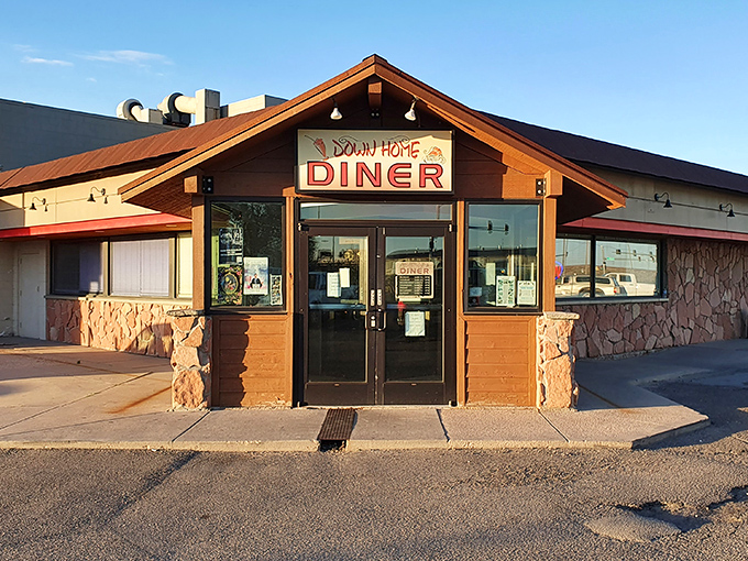 The rustic stone and wood exterior of Down Home Diner stands as a beacon of comfort food in Cheyenne, welcoming hungry travelers and locals alike.