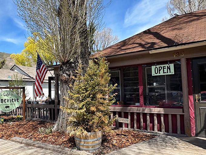 A log cabin that promises more comfort than your grandma's house, Cafe Genevieve's rustic exterior whispers sweet nothings about the culinary treasures waiting inside.