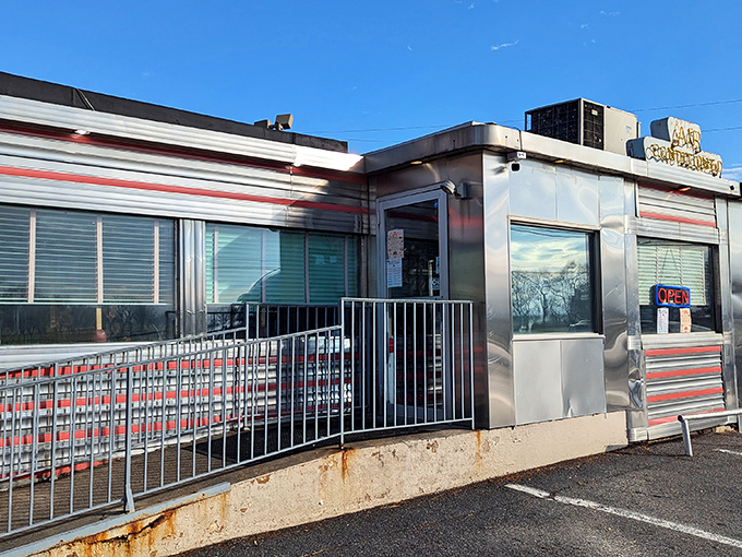 Classic Americana gleams in the Pennsylvania sunshine. This old-school diner proves that sometimes, the simplest spots serve up the best memories.
