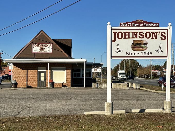 Standing sentinel since 1946, Johnson's iconic sign promises "Over 75 Years of Excellence" – a claim your taste buds will enthusiastically verify.