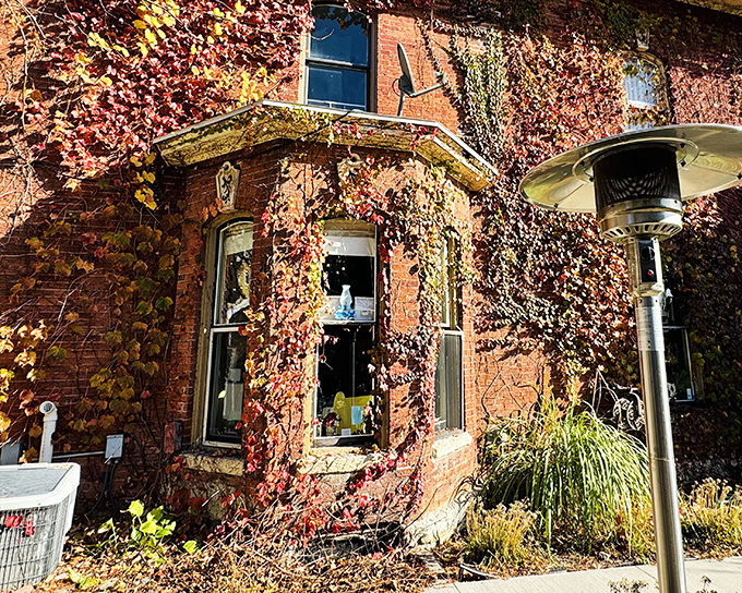 Nature's giving this historic brick building the warmest hug imaginable. Fall foliage transforms Caf&eacute; d'Marie into Iowa's most photogenic dining destination.