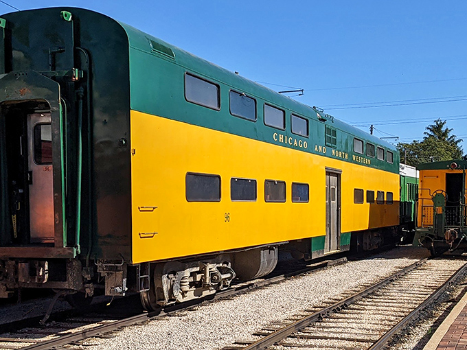 This Chicago and North Western beauty sports the classic green and yellow livery that once thundered across the Midwest, now preserved for future generations.