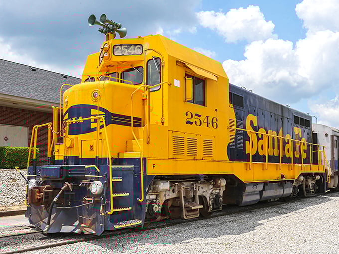 This sunshine-yellow Santa Fe diesel #2546 isn't just a locomotive—it's a 125-ton time capsule with horsepower to spare and history in every rivet.