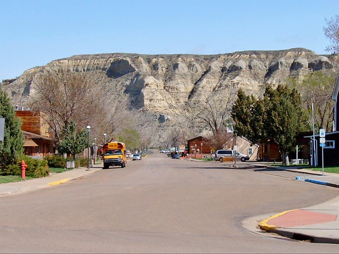 Medora's main street looks like a movie set with those dramatic buttes as a backdrop. Small-town charm with nature's grandeur on full display.