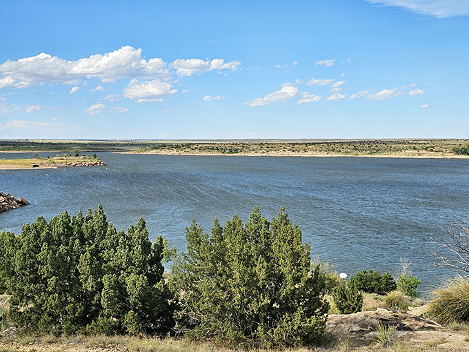The high plains meeting the water creates a view that'll make you forget your screen exists entirely.