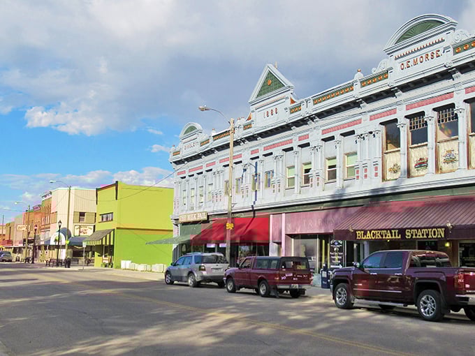 Downtown Dillon's historic J.E. Morse Building stands like a Victorian grande dame, watching over Montana Street with ornate architectural details that whisper tales of the Old West.