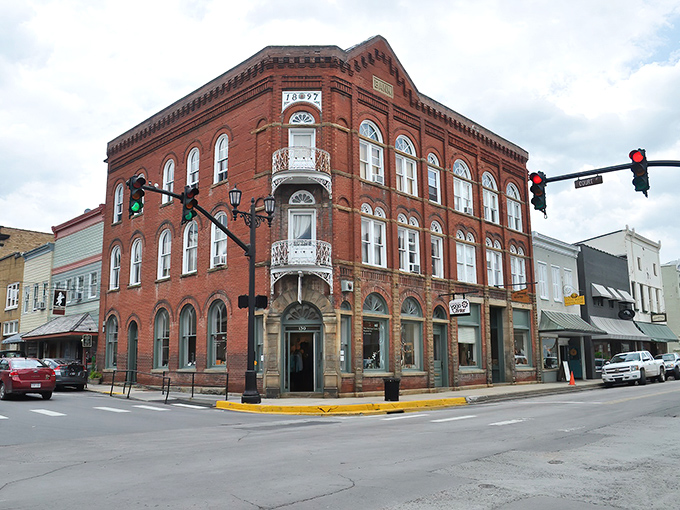 Downtown Lewisburg's historic facades stand like a perfectly preserved film set, where modern businesses thrive behind 19th-century architectural elegance.